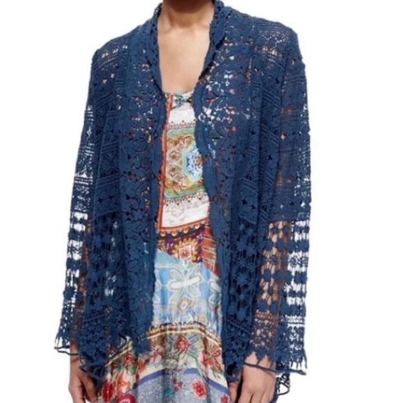 Johnny Was | Sweaters | Johnny Was Blue Lace Cardigan Sweater | Poshmark
